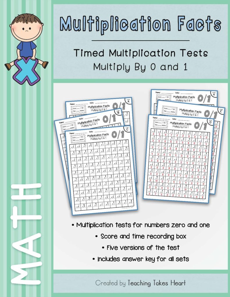 Multiplication Timed Tests: Multiply by 0 and 1 - Teaching Takes Heart