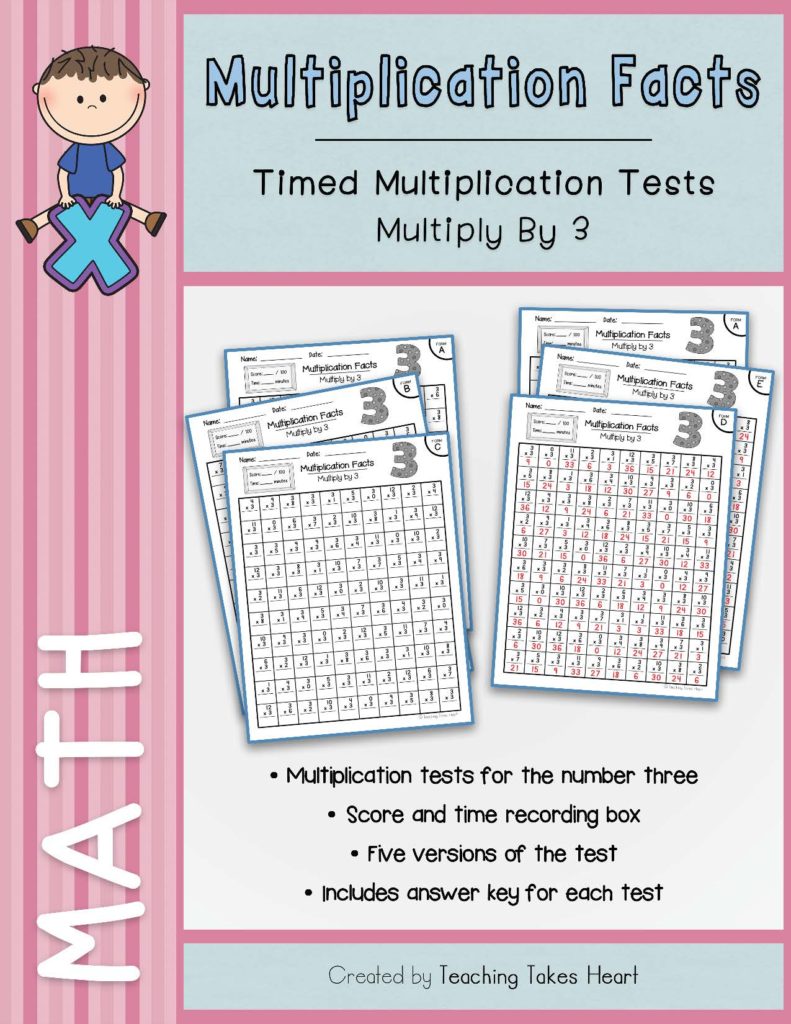 Multiplication Timed Tests: Multiply by 3 - Teaching Takes Heart
