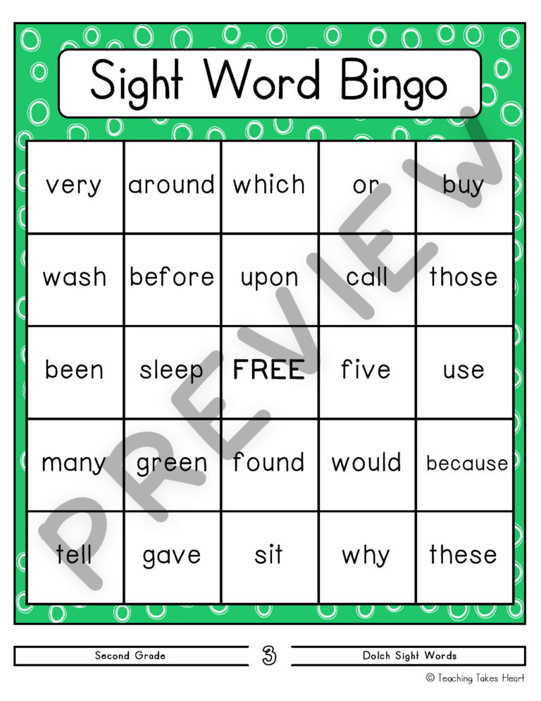 Sight Word Bingo - K, 1st, 2nd, and 3rd!! - Teaching Takes Heart