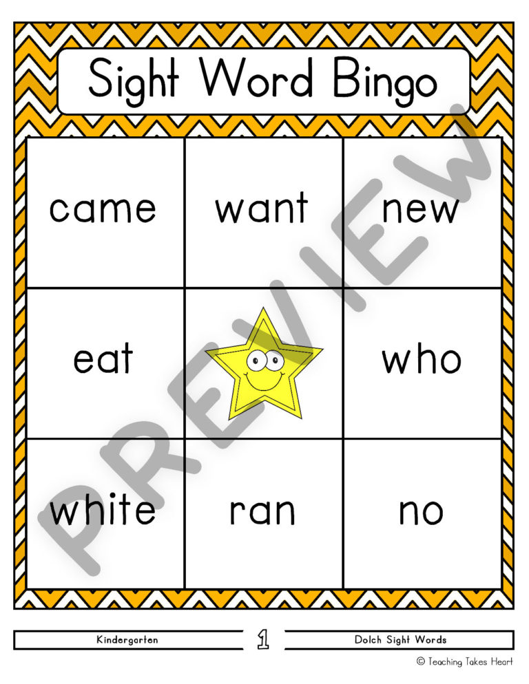 Sight Word Bingo - K, 1st, 2nd, and 3rd!! - Teaching Takes Heart