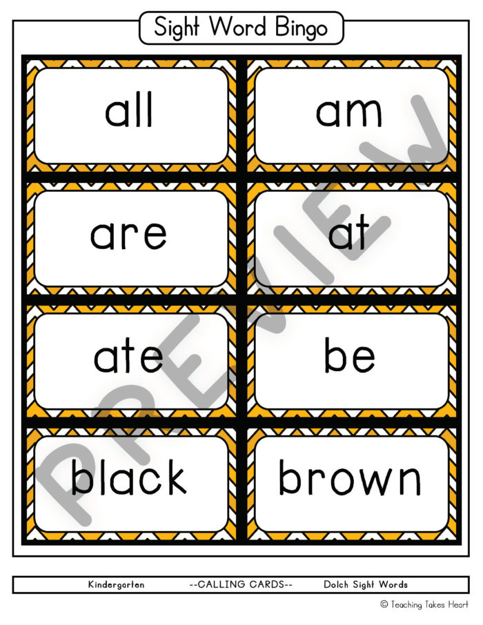 Sight Word Bingo - K, 1st, 2nd, and 3rd!! - Teaching Takes Heart